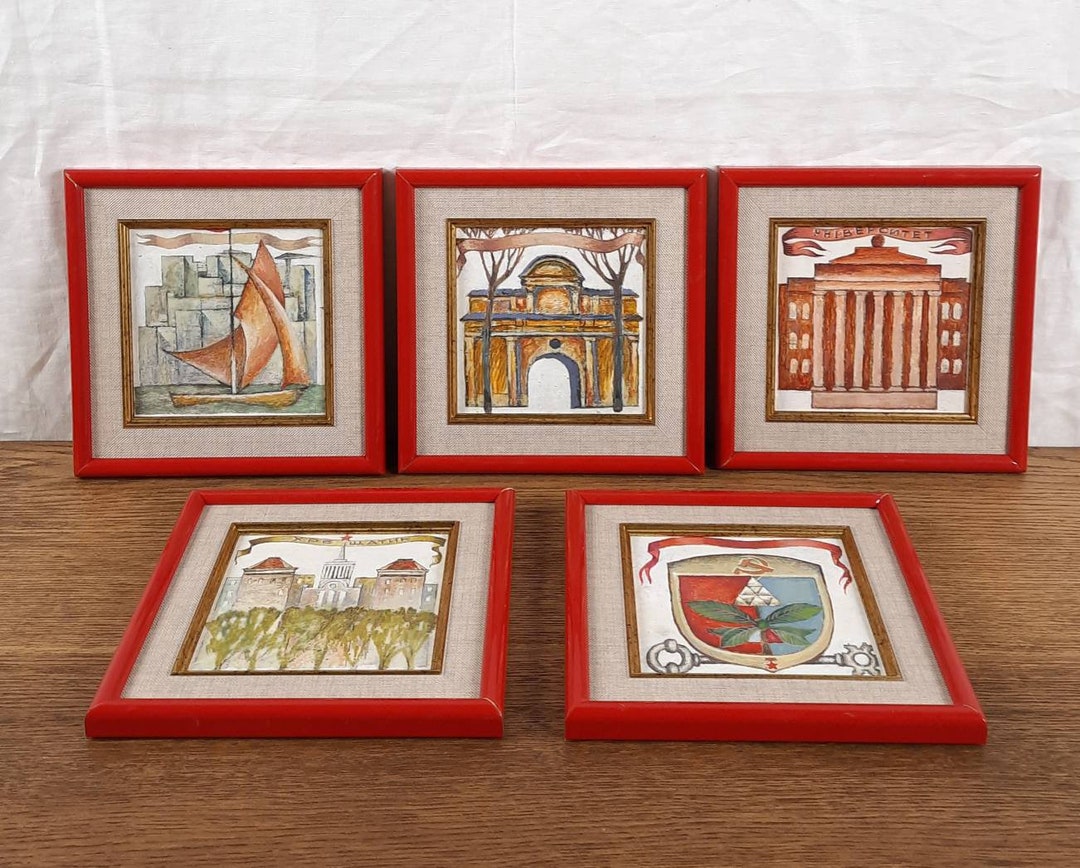 Original Tempera Painting, 5 Small Original Mural Sketches, Ukrainian ...