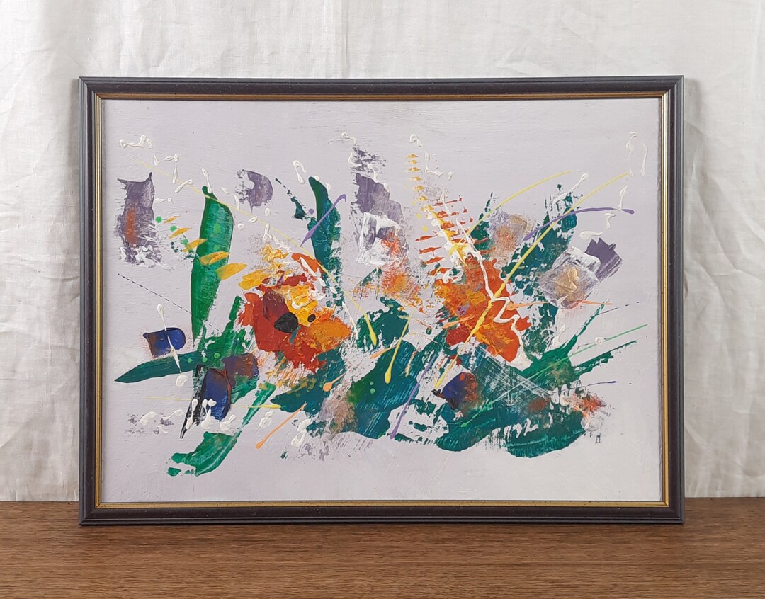 Vibrant Abstract Floral Oil Painting, Original Modern Expressionism ...