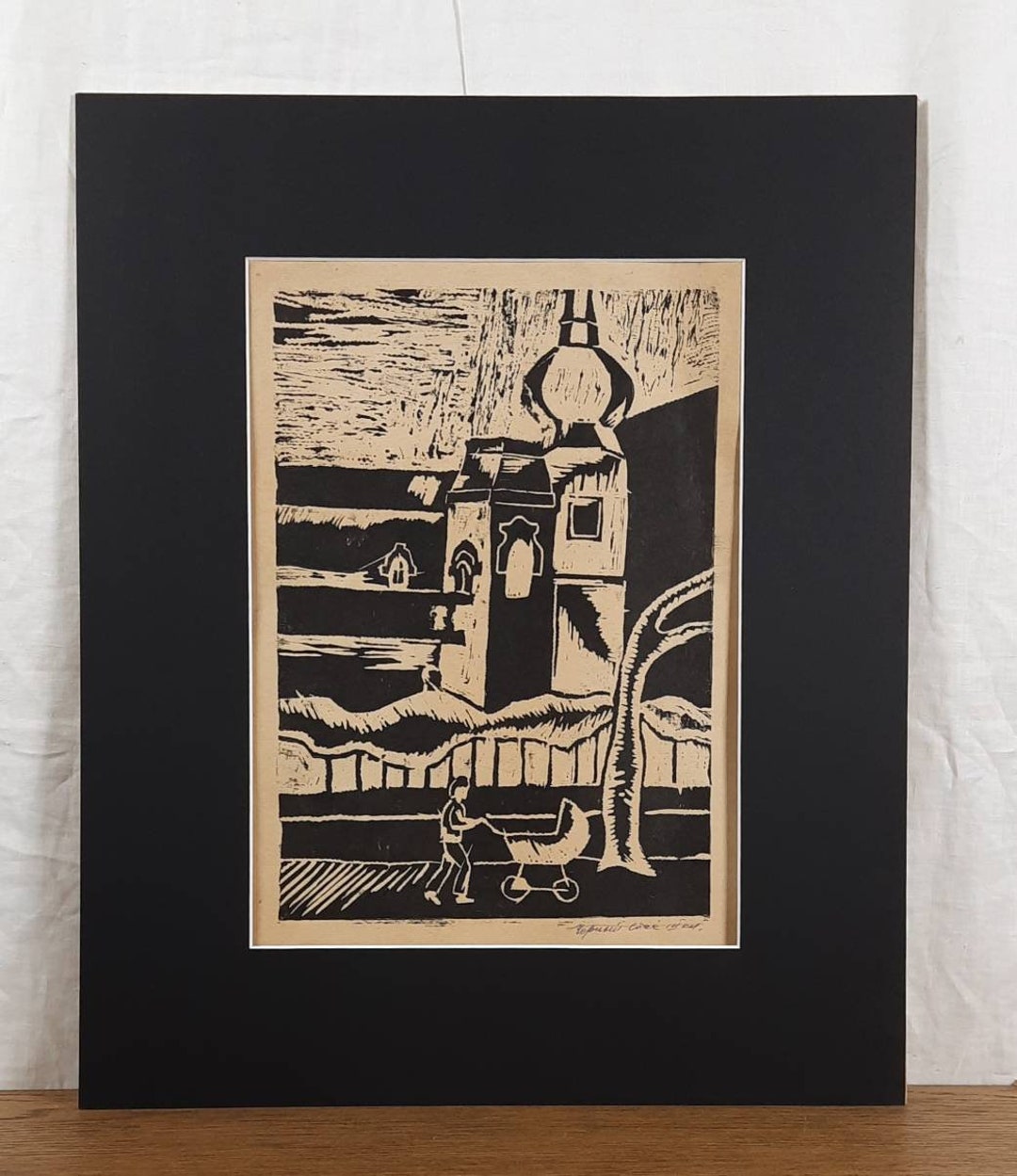 Original Linocut, Vintage, Linoprint, Ukrainian Artist, Landscape ...