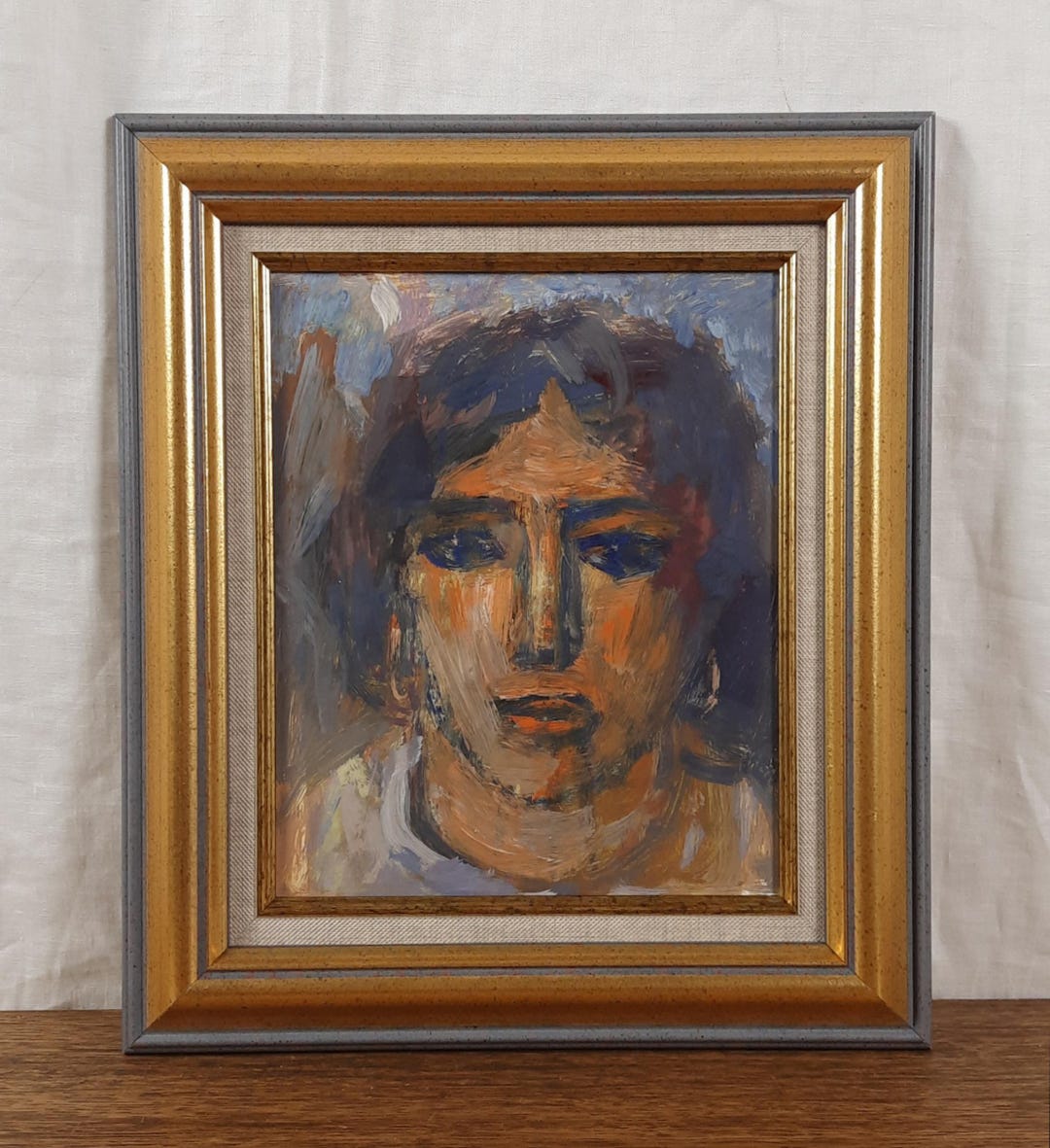 Vintage Female Portrait – Original Figurative Gouache Painting ...