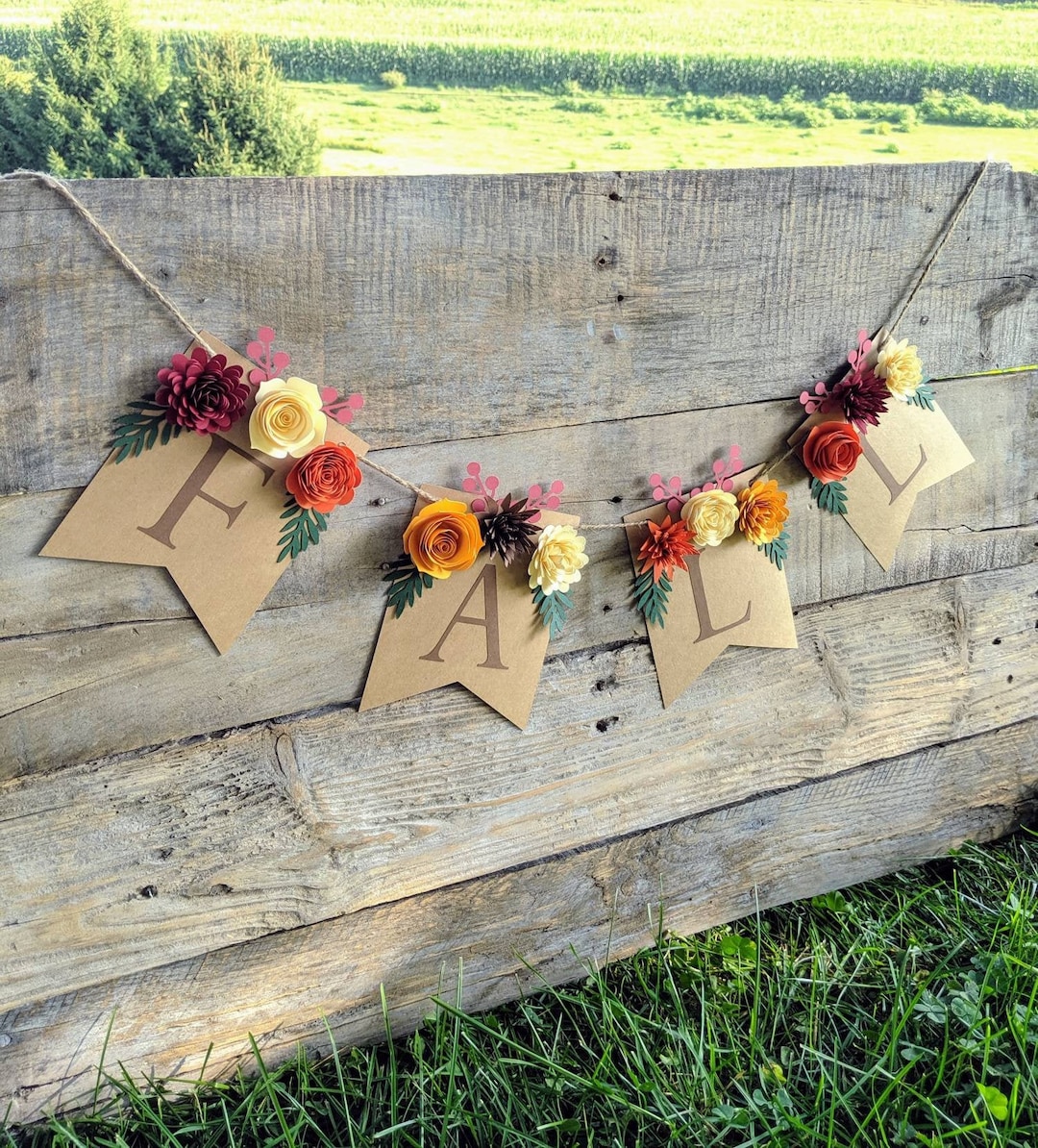 Personalized Fall Banner: Kraft Paper Flowers, Thanksgiving Decor - Etsy