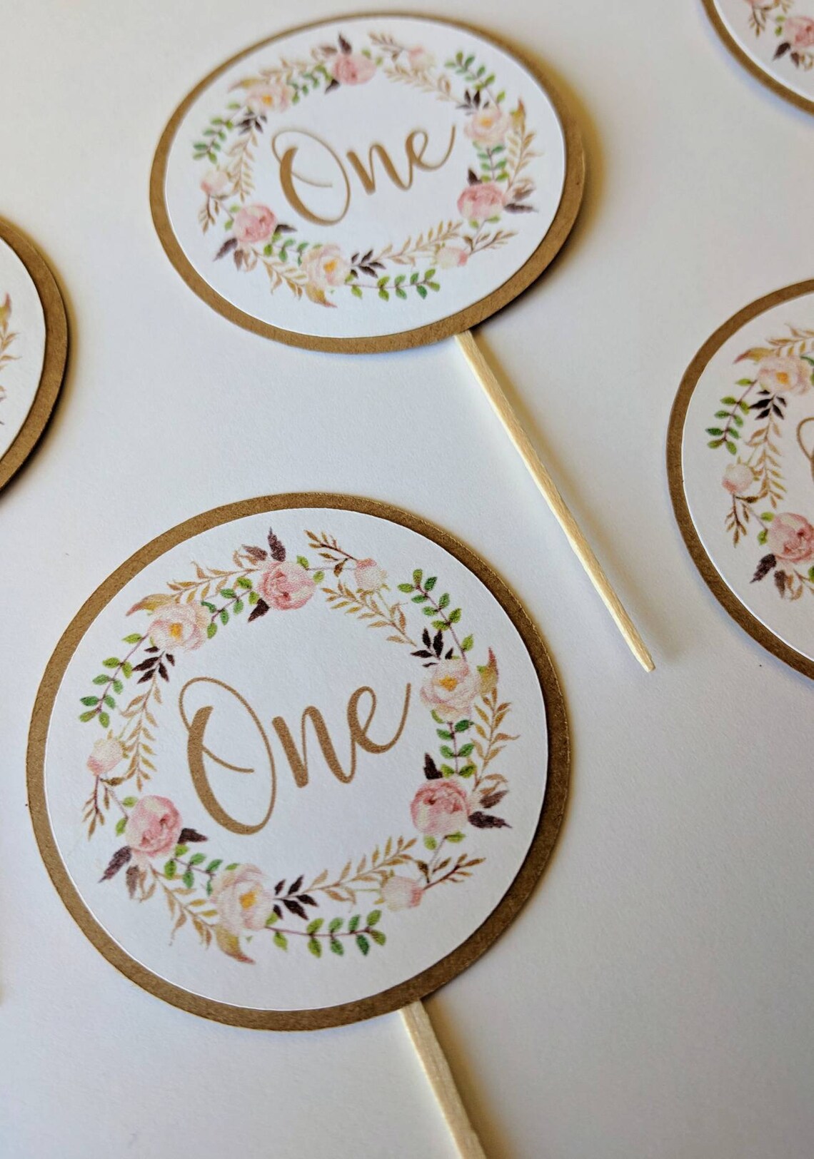 Floral Cupcake Toppers Set of 12 Boho Birthday Decorations - Etsy