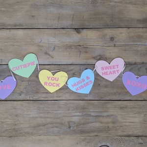 Candy Heart Garland, Valentine's Day Decor, Conversation Heart Garland ...
