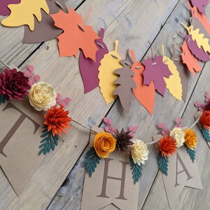 Fall Banner, Paper Flower Garland, Thanksgiving Decoration, Thankful ...