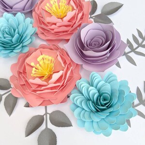 Paper Flower Set of 6, Pastel Wall Flowers, Small Paper Flowers ...