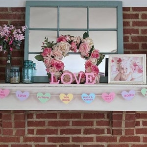 Candy Heart Garland, Valentine's Day Decor, Conversation Heart Garland ...