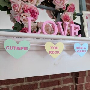 Candy Heart Garland, Valentine's Day Decor, Conversation Heart Garland ...
