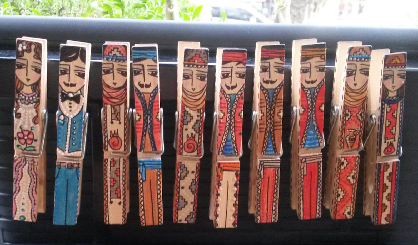 Magnet Clothespins. Ethnic Decorated, Wooden Hand-painted - Etsy