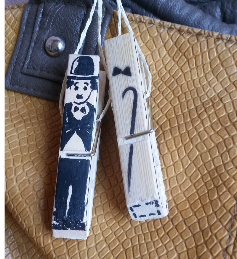 Charlie Chaplin, Clothespin Wooden Hand-painted. Retro Party Décor. Set ...