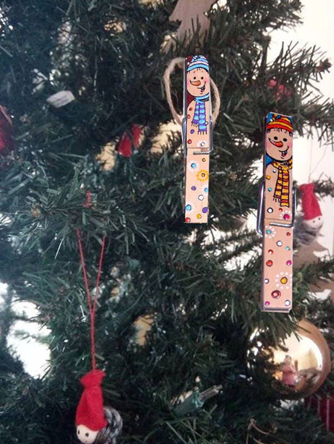 Clothespins. Christmas Decorated Wooden Hand-painted Magnet - Etsy