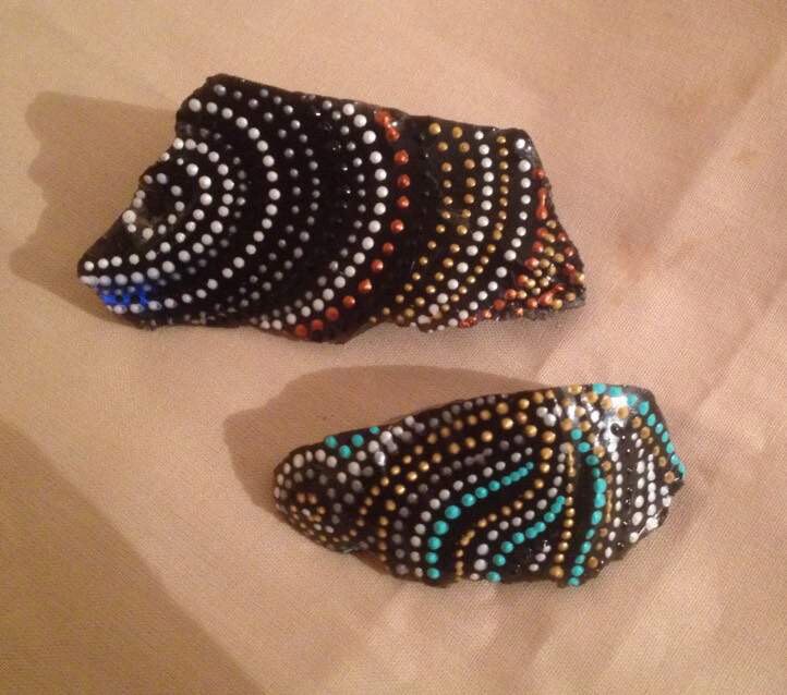 Black Obsidian Hand-painted Meditation Rock Home Décor Dot - Etsy