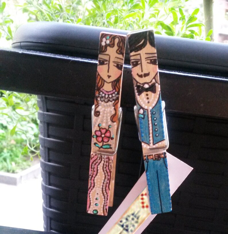 Magnet Clothespins. Ethnic Decorated, Wooden Hand-painted - Etsy