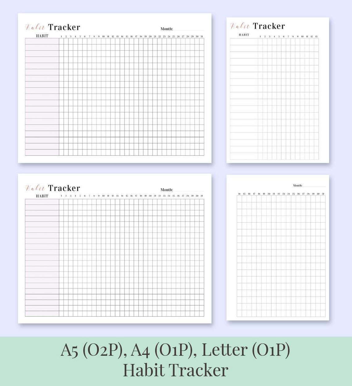 A5, A4, Letter Printable Planner Insert HABIT TRACKER - CLASSIC - Etsy
