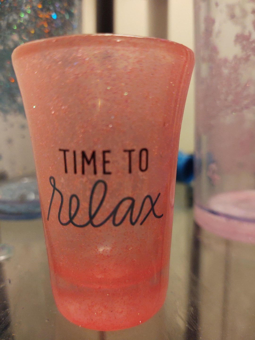 Pink Shot Glass time to Relax - Etsy