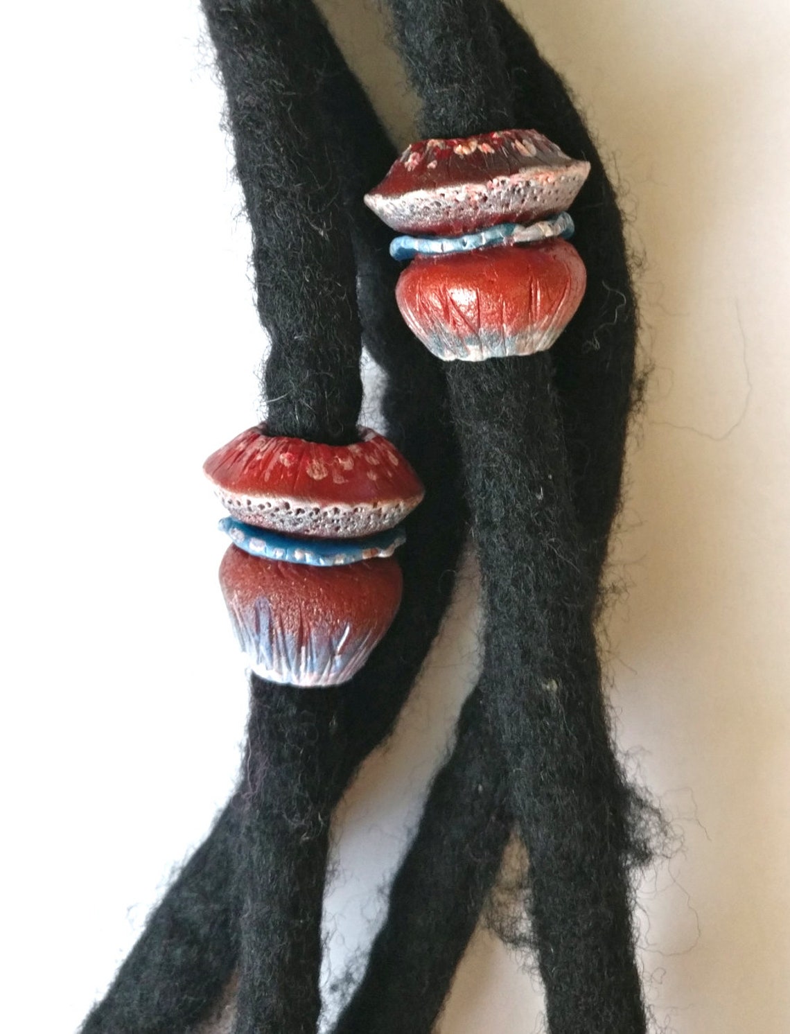 Purple Mushrooms, Dreadlock Beads Set, Set of 2, Poisonous Mushroom ...