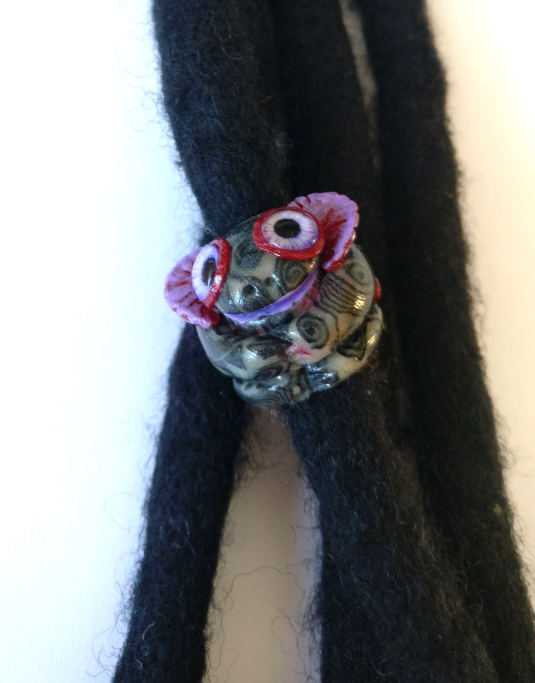 Walnut Troll, Dreadlock, Dread Bead, Mini-sculpture, Animal Dreadlock ...