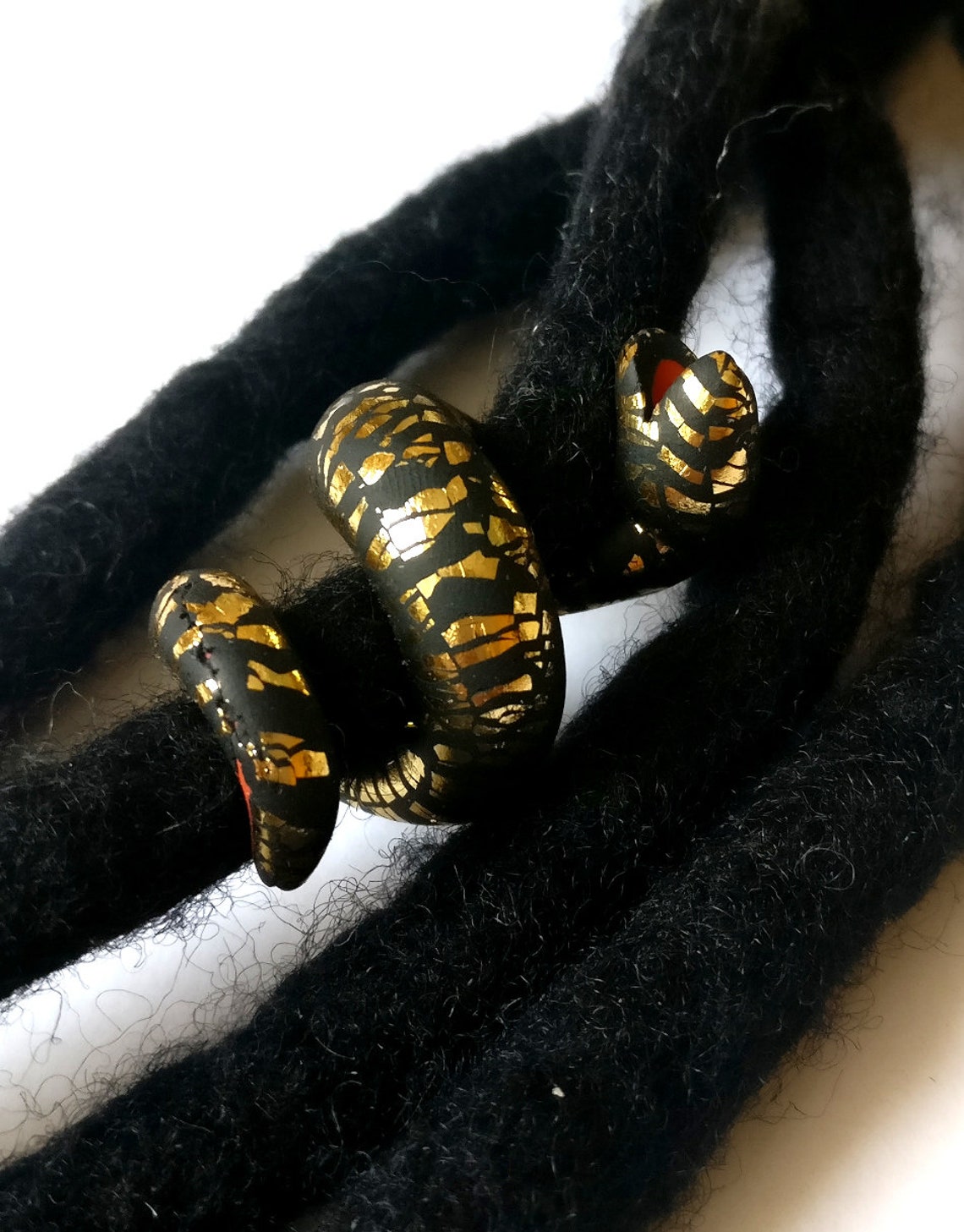 Shiny Snake Black With Gold Glitter for Dreadlocks Dread | Etsy
