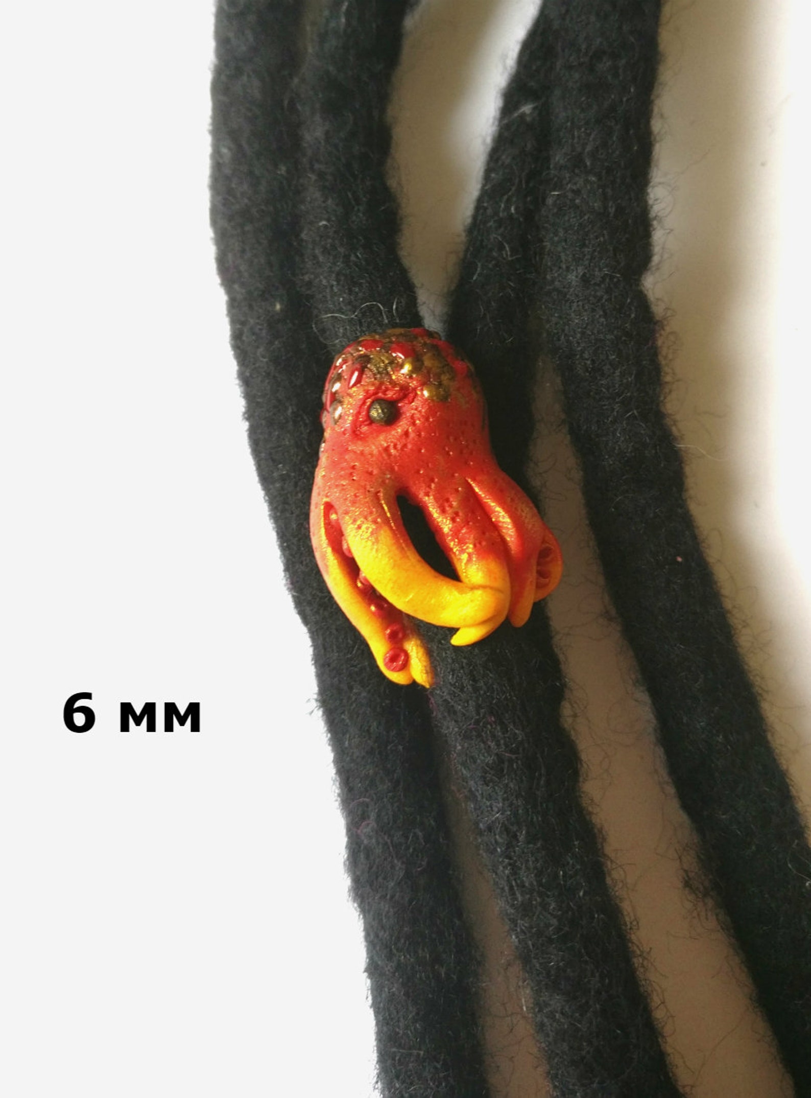 Octopus, Dreadlock Bead, Mini-sculpture, Animal Dreadlock Bead, Hair ...
