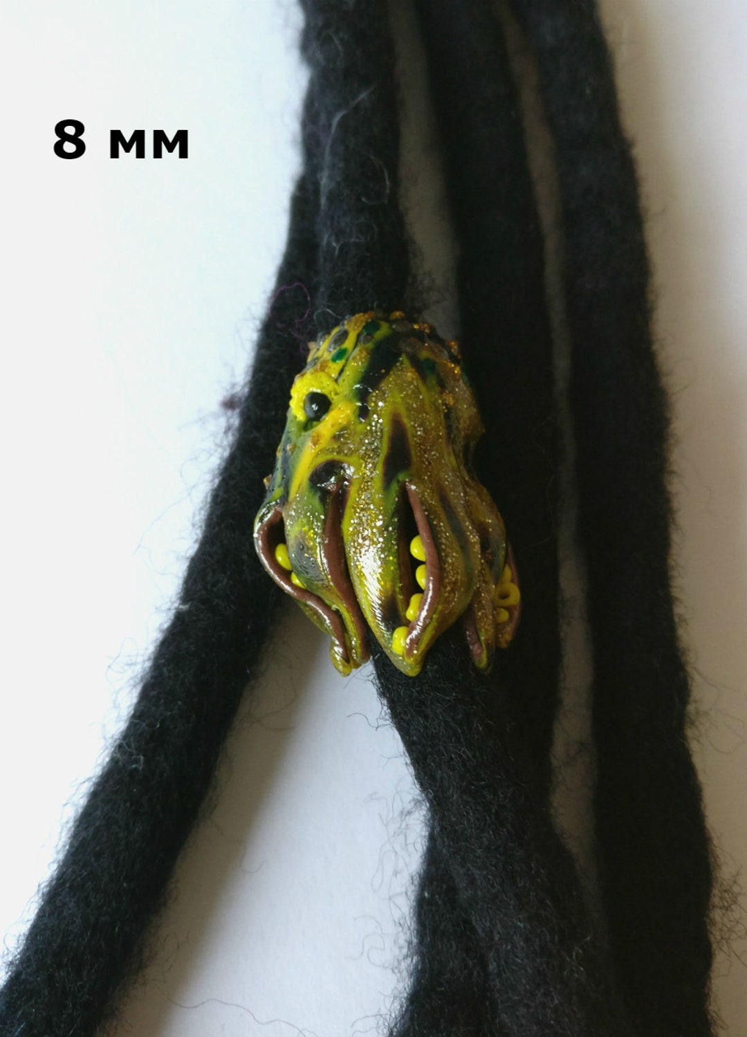 Octopus, Dreadlock Bead, Mini-sculpture, Animal Dreadlock Bead, Hair ...