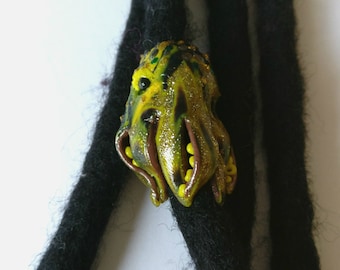 Octopus, Dreadlock Bead, Mini-sculpture, Animal Dreadlock Bead, Hair ...