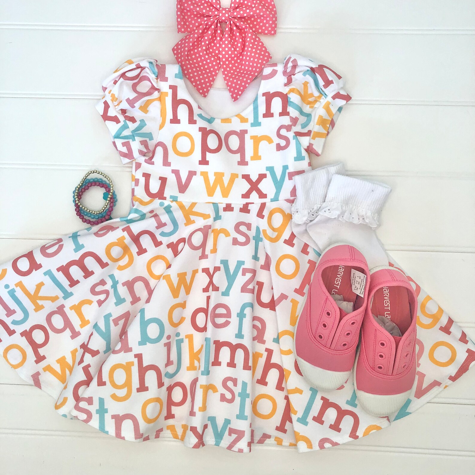 Betty Dress ABC Dress Pink Alphabet Dress Back to School Dress - Etsy