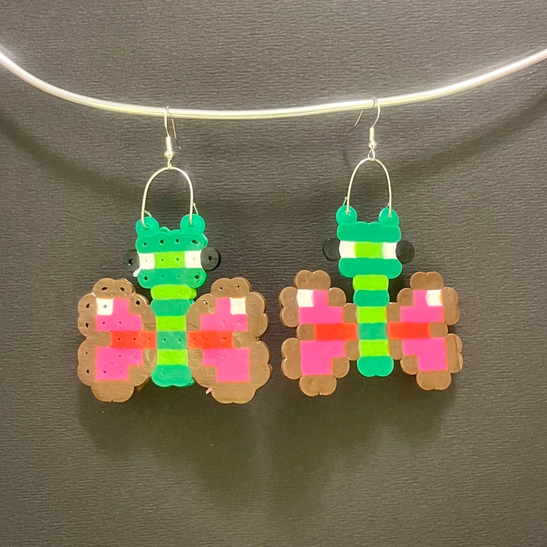 Butterfly Pixel Earrings, Perler Beads - Etsy