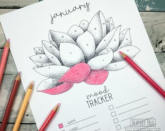 Lotus Lotus Flower Themed Trackers Bullet Journal Flower Mood Tracker ...