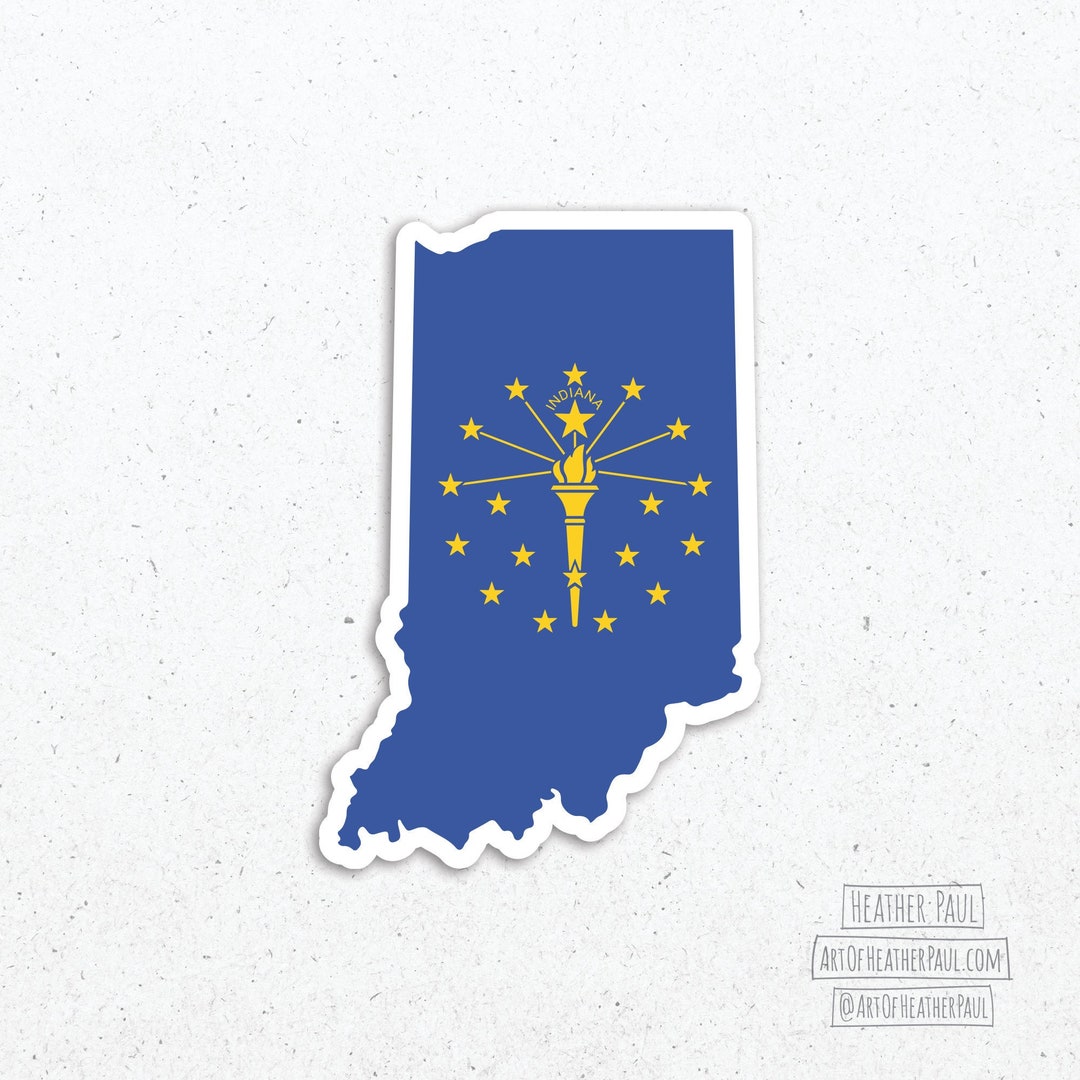 Indiana State Flag Sticker, Hoosier, Indiana Sticker, Laptop Decal ...