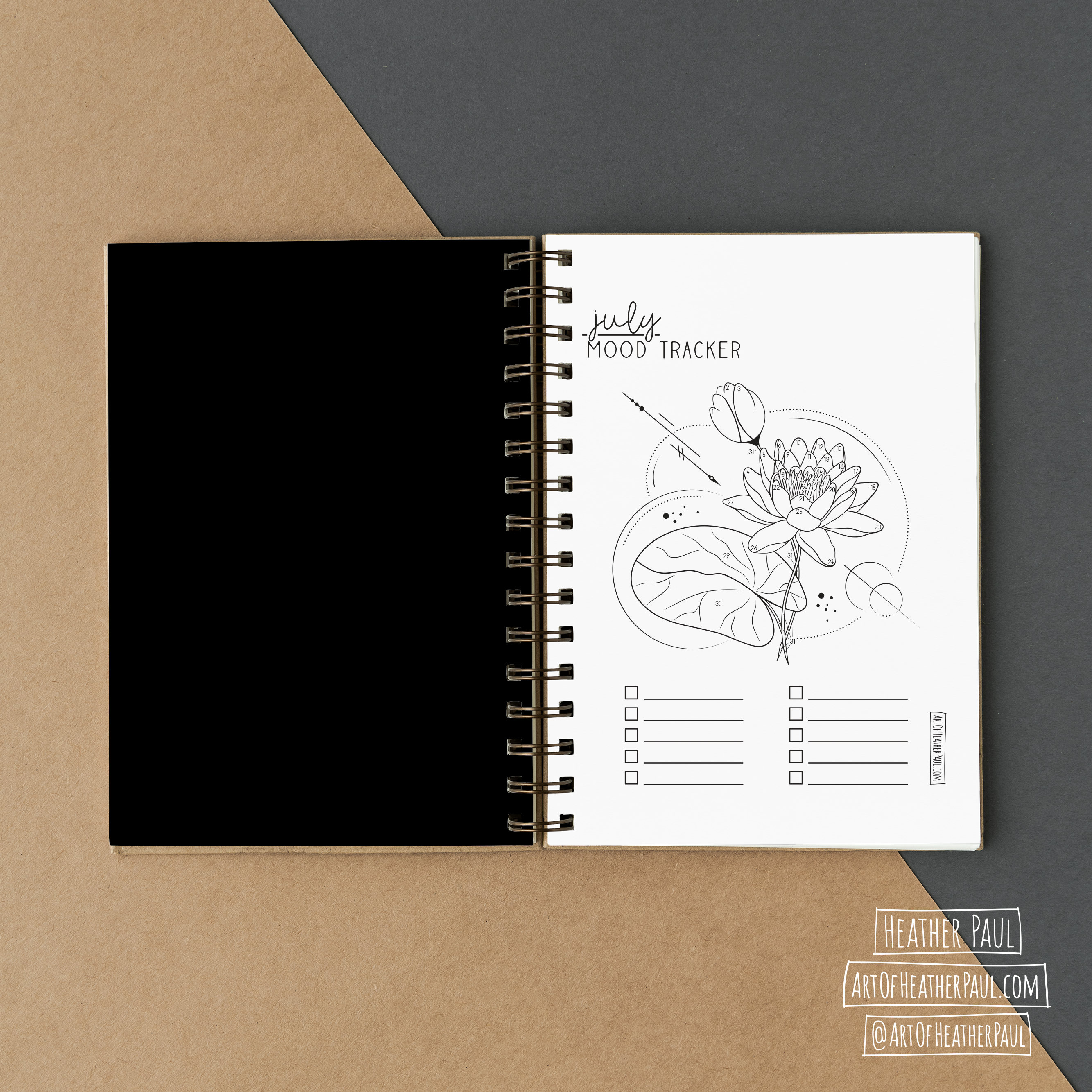 July Mood Tracker, Dot Journal, Letter, A4, A5, Printable, Digital ...