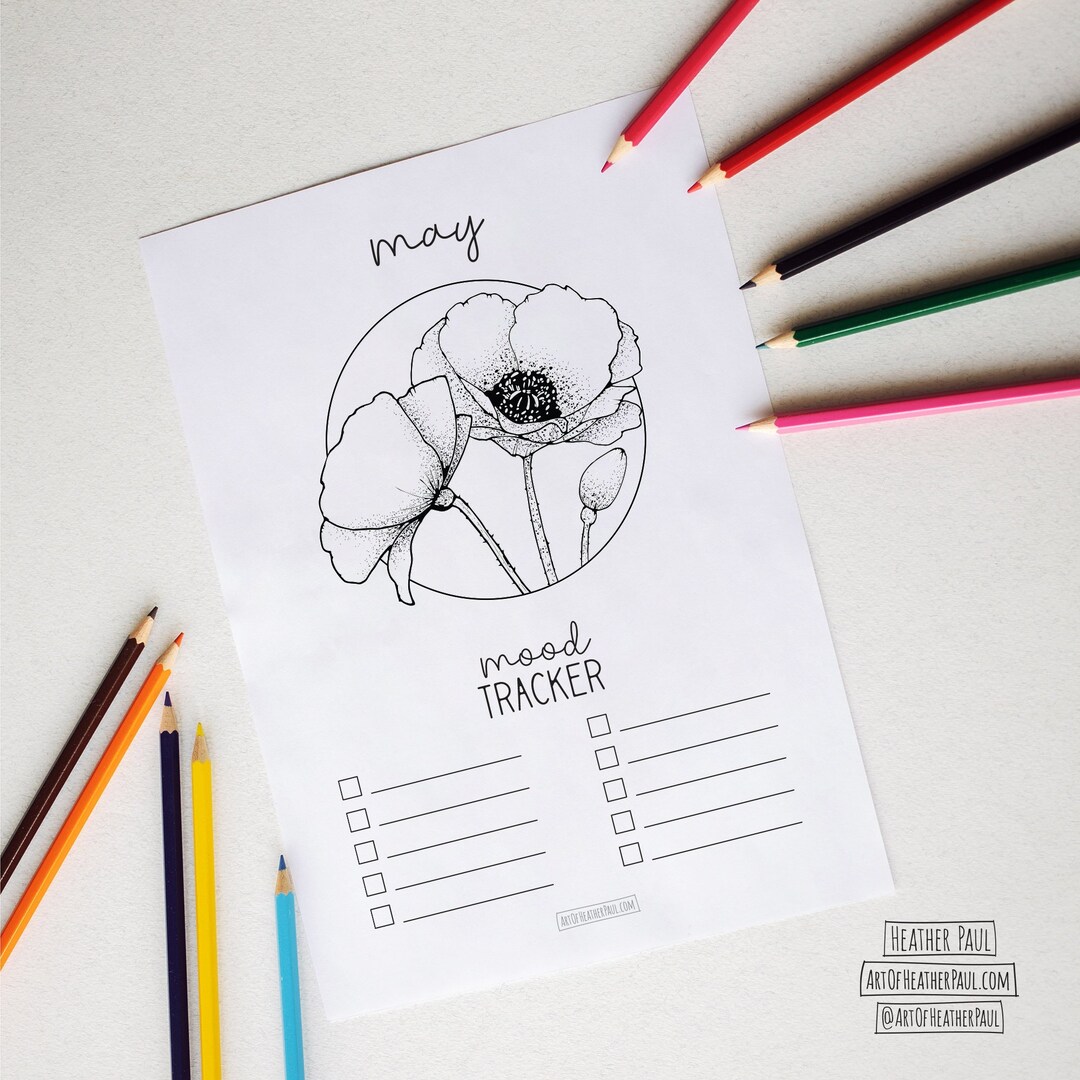 May Mood Tracker, Dot Journal, Letter, A4, A5, Printable, Digital ...