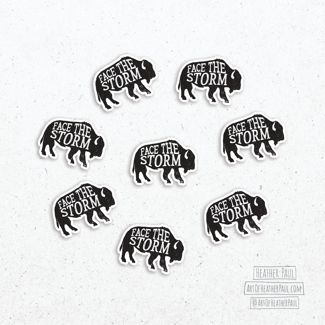 Face the Storm Mini Sticker Set (set of 8), Buffalo Sticker, Bison ...