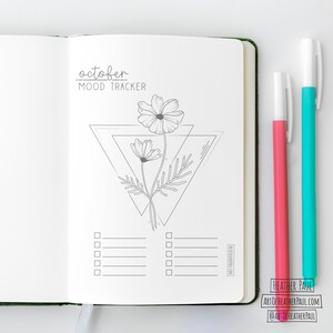 October Mood Tracker, Dot Journal, Letter, A4, A5, Printable, Digital ...