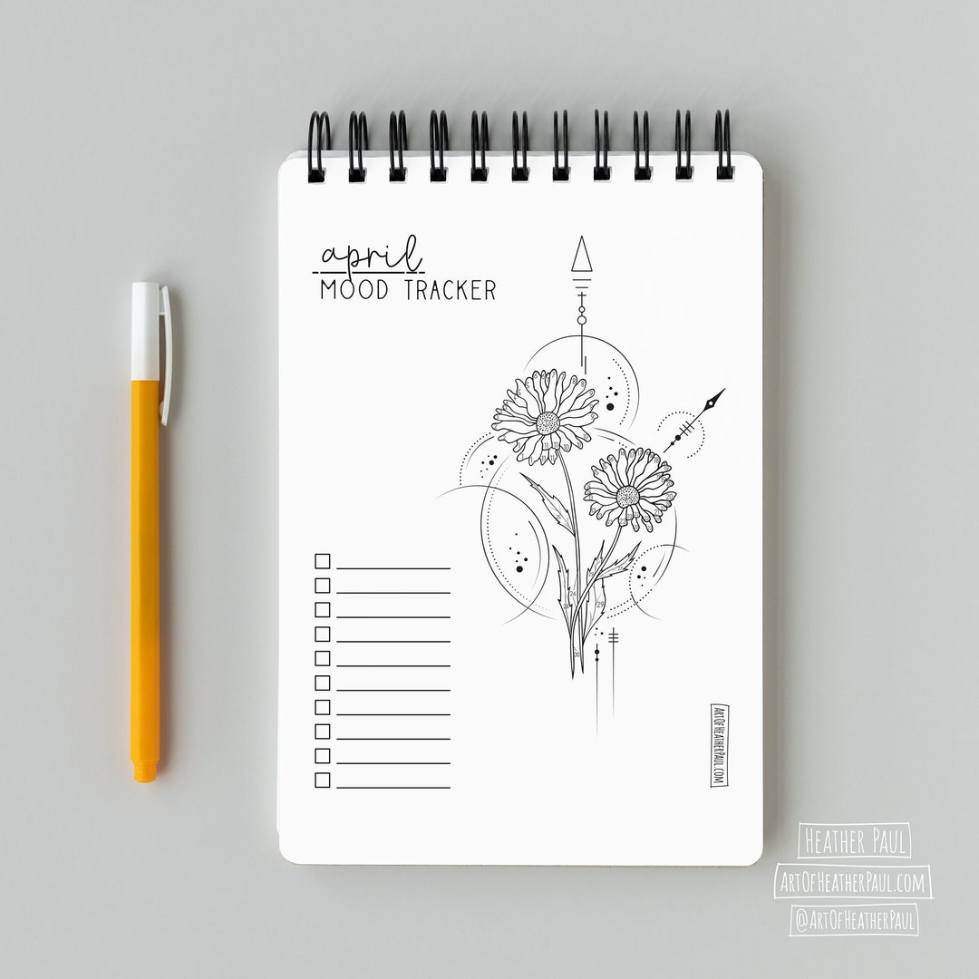 April Mood Tracker, Dot Journal, Letter, A4, A5, Printable, Digital ...