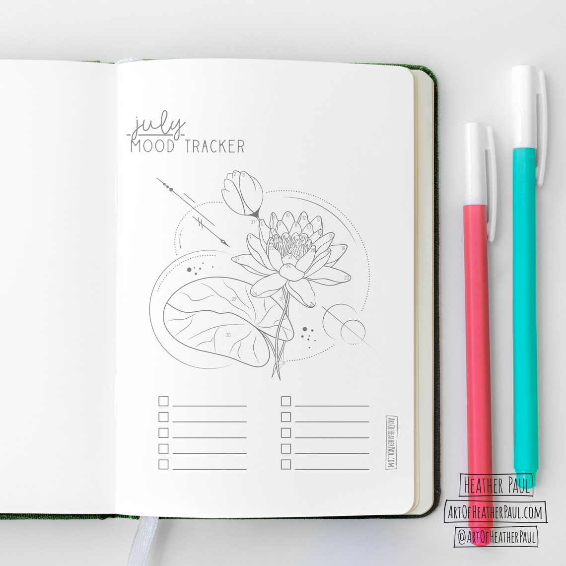 July Mood Tracker Dot Journal Letter A4 A5 Printable - Etsy