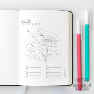 July Mood Tracker, Dot Journal, Letter, A4, A5, Printable, Digital ...