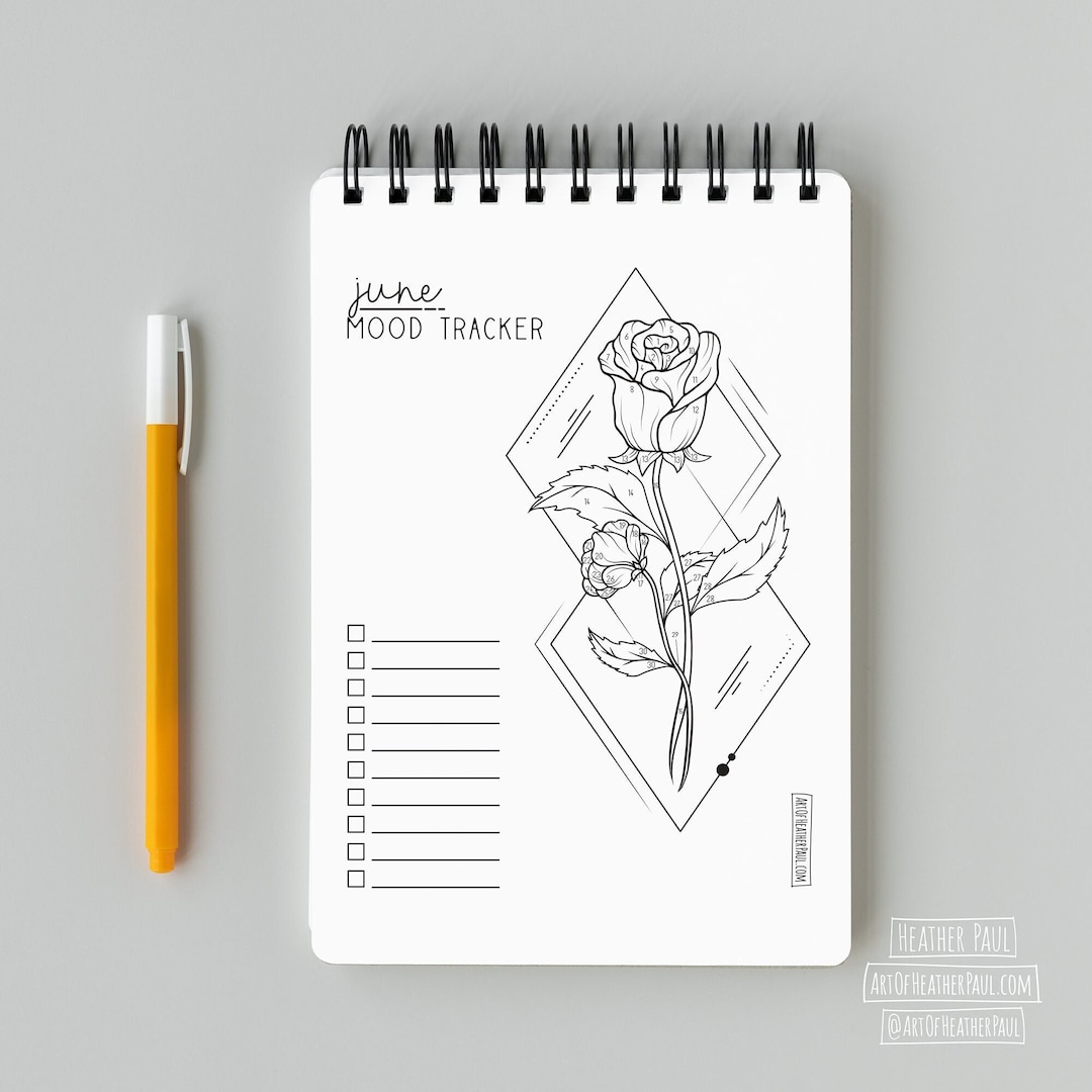 June Mood Tracker, Dot Journal, Letter, A4, A5, Printable, Digital ...