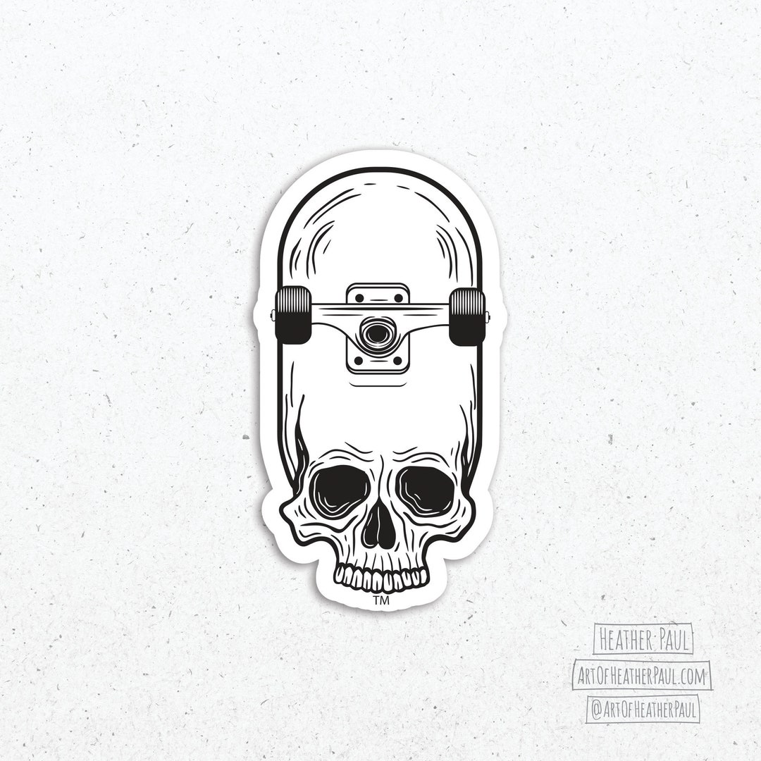 Skateboard Skull Sticker, Skateboarder Gifts, Skateboard Aesthetic ...