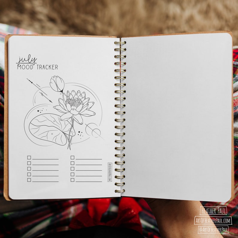 July Mood Tracker, Dot Journal, Letter, A4, A5, Printable, Digital ...