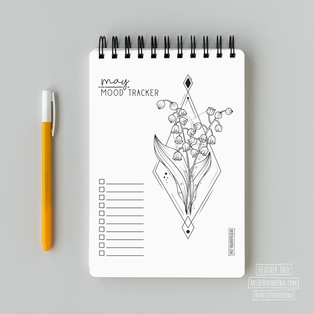 May Mood Tracker, Dot Journal, Letter, A4, A5, Printable, Digital ...