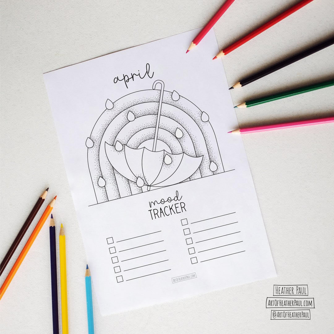 April Mood Tracker, Dot Journal, Letter, A4, A5, Printable, Digital ...