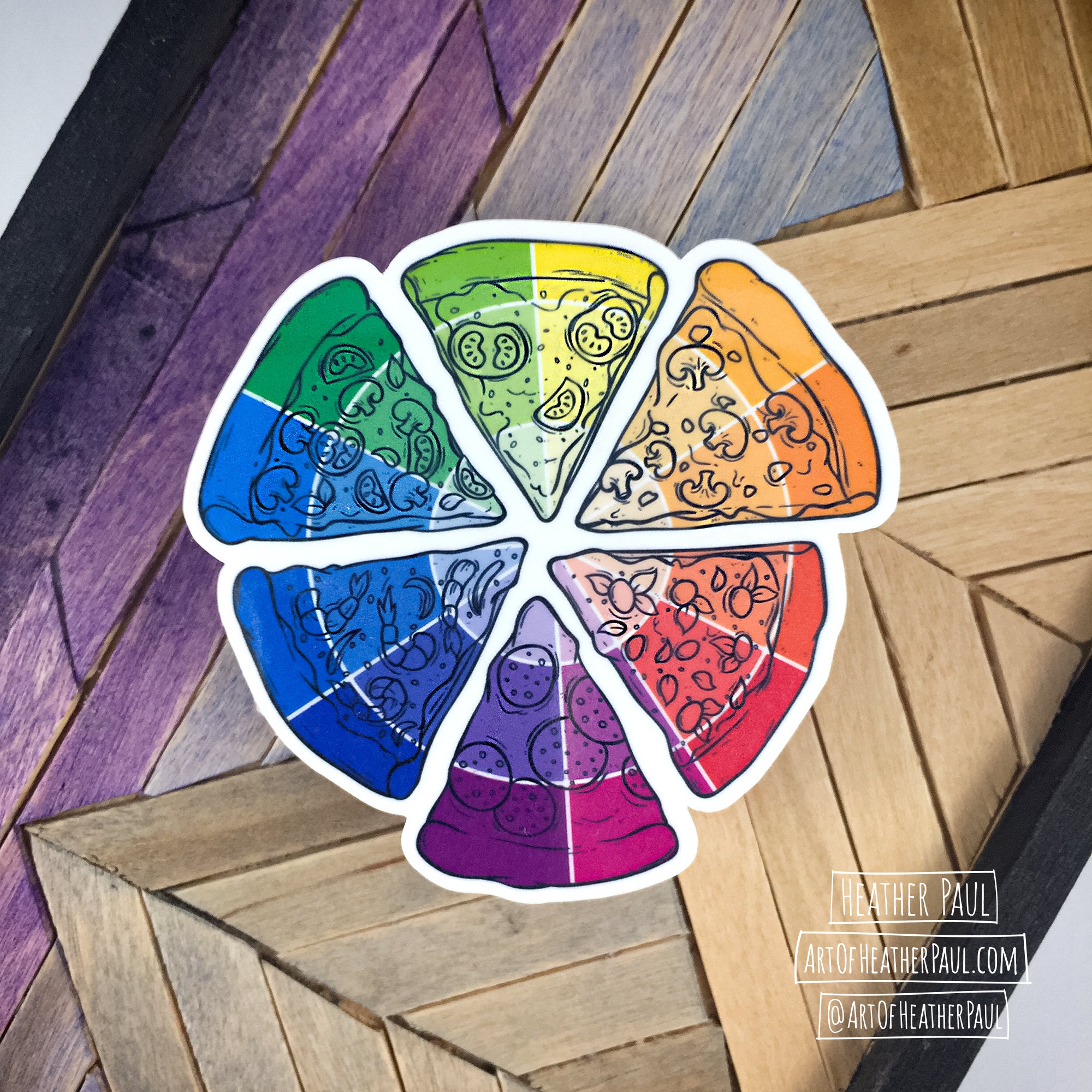 Color Wheel Pizza Sticker Pizza Sticker Pizza Lover Gift - Etsy
