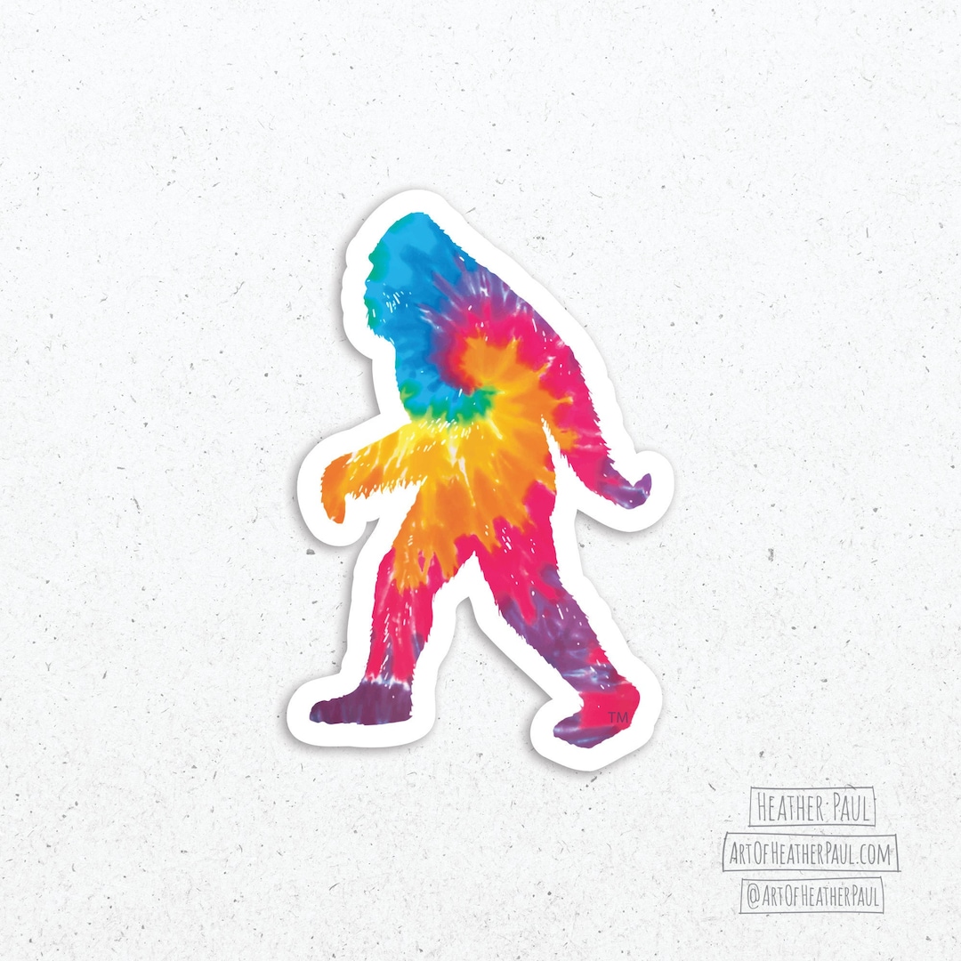 Bigfoot Tie Dye Sticker, Bigfoot Decal, Bigfoot Gift Ideas, Sasquatch ...
