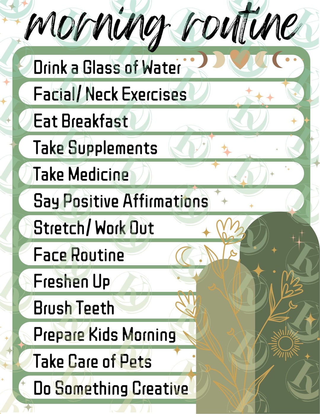 Bohemian Style Routine Chart - Etsy