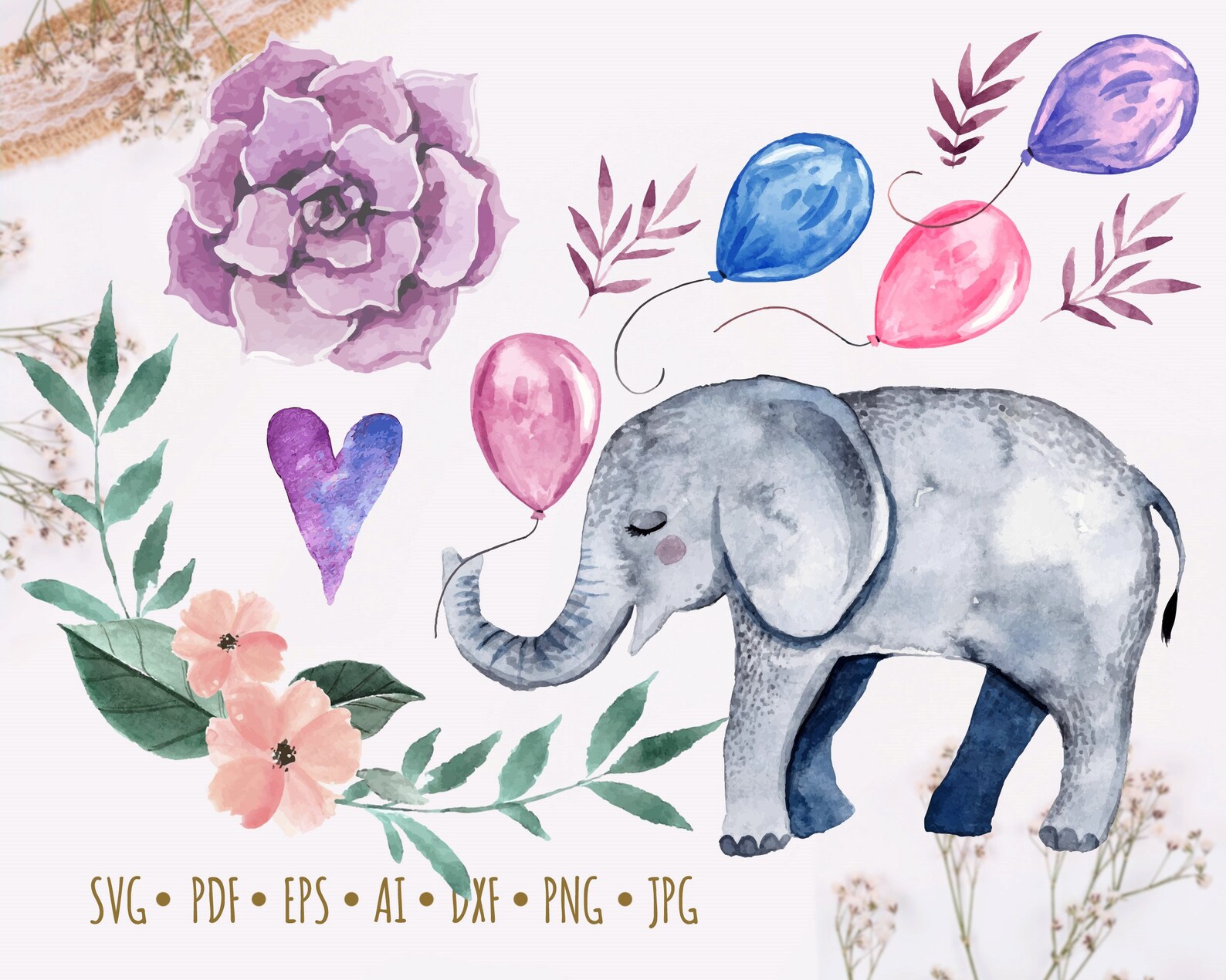 Floral Elephant SVG Cut File Elephant Bundle SVG Elephant - Etsy
