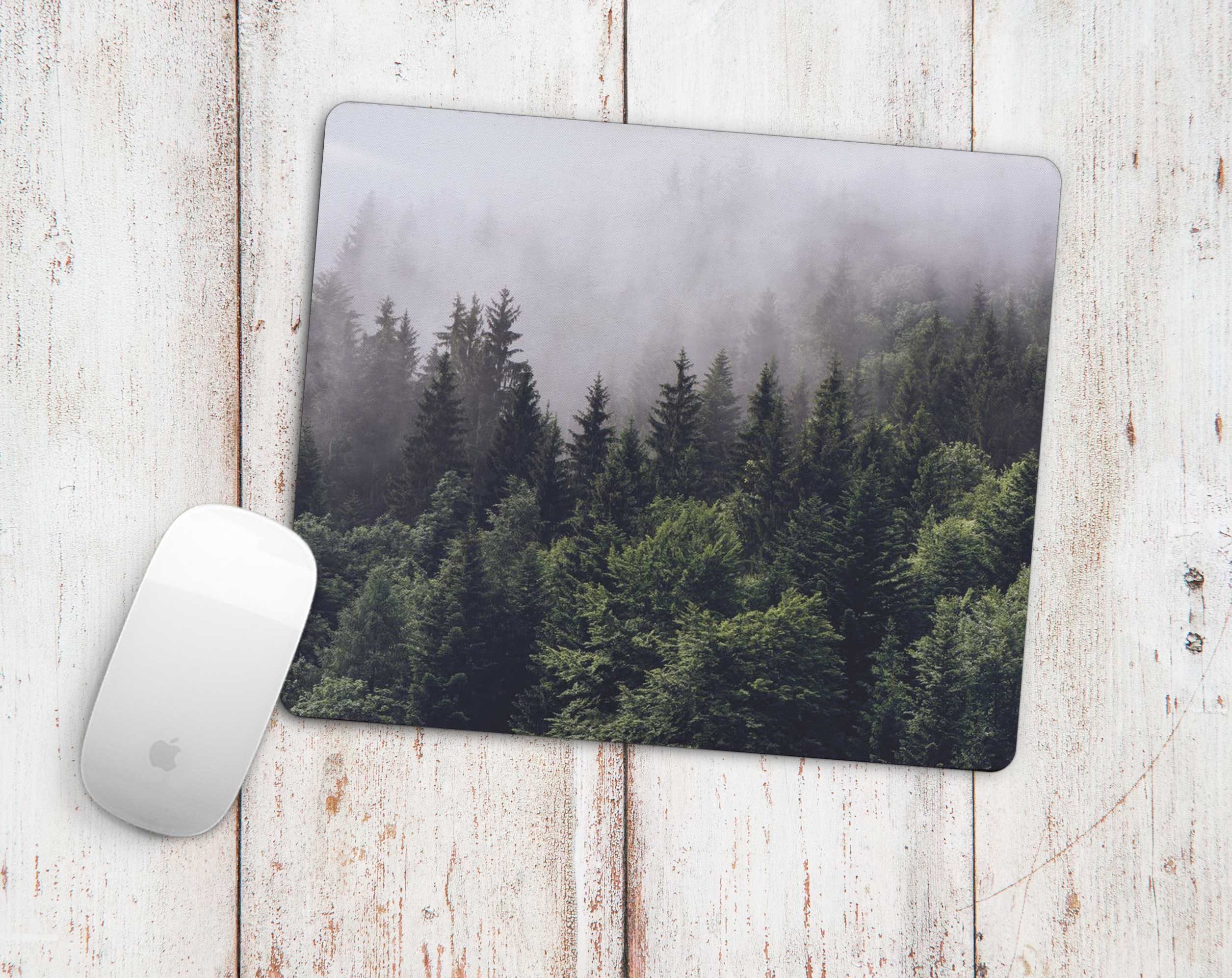 Foggy Forest Mouse Pad Trees Mousepad Office Desk Mouse Pad | Etsy