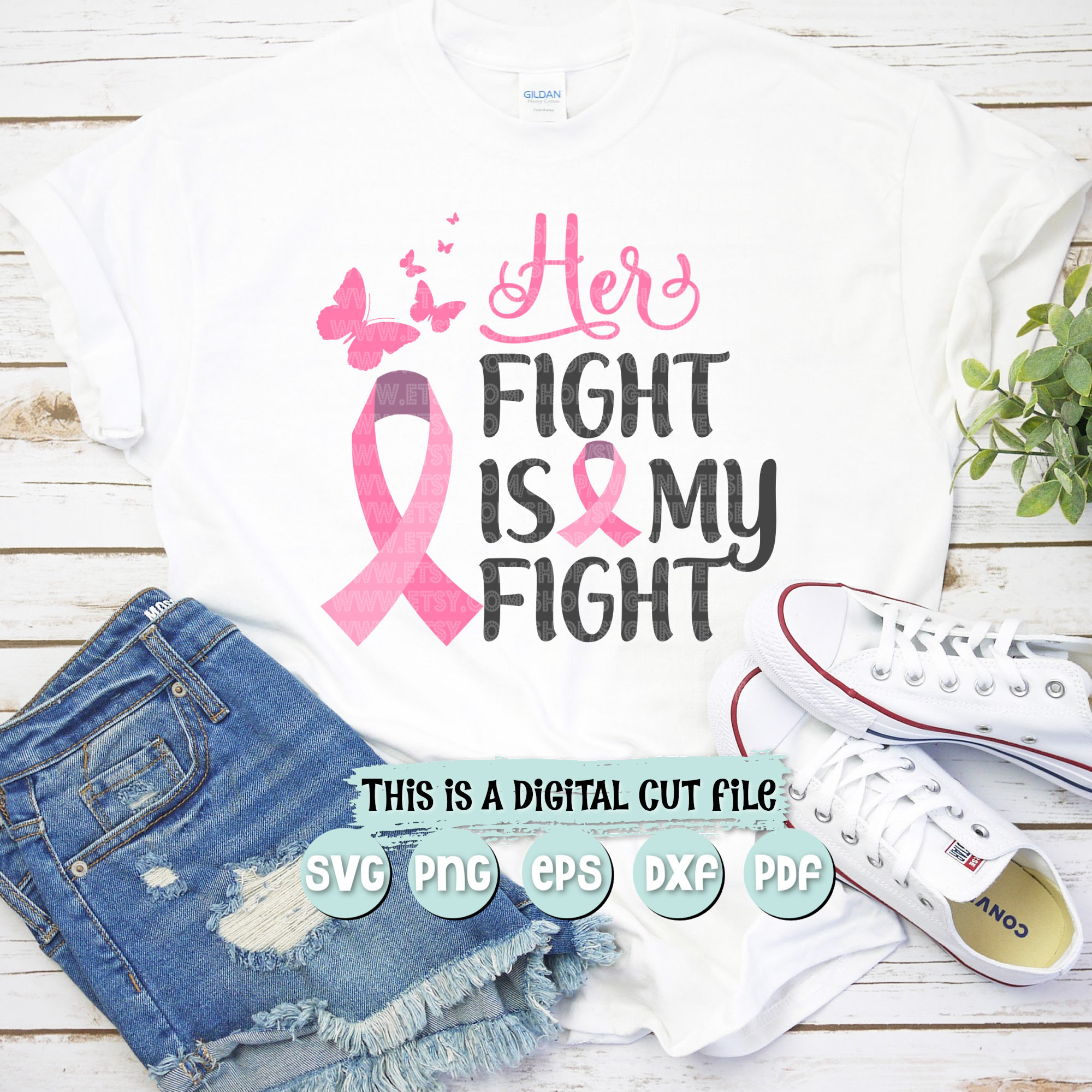 Her Fight is My Fight pink Ribbon Breast Cancer Awareness - Etsy