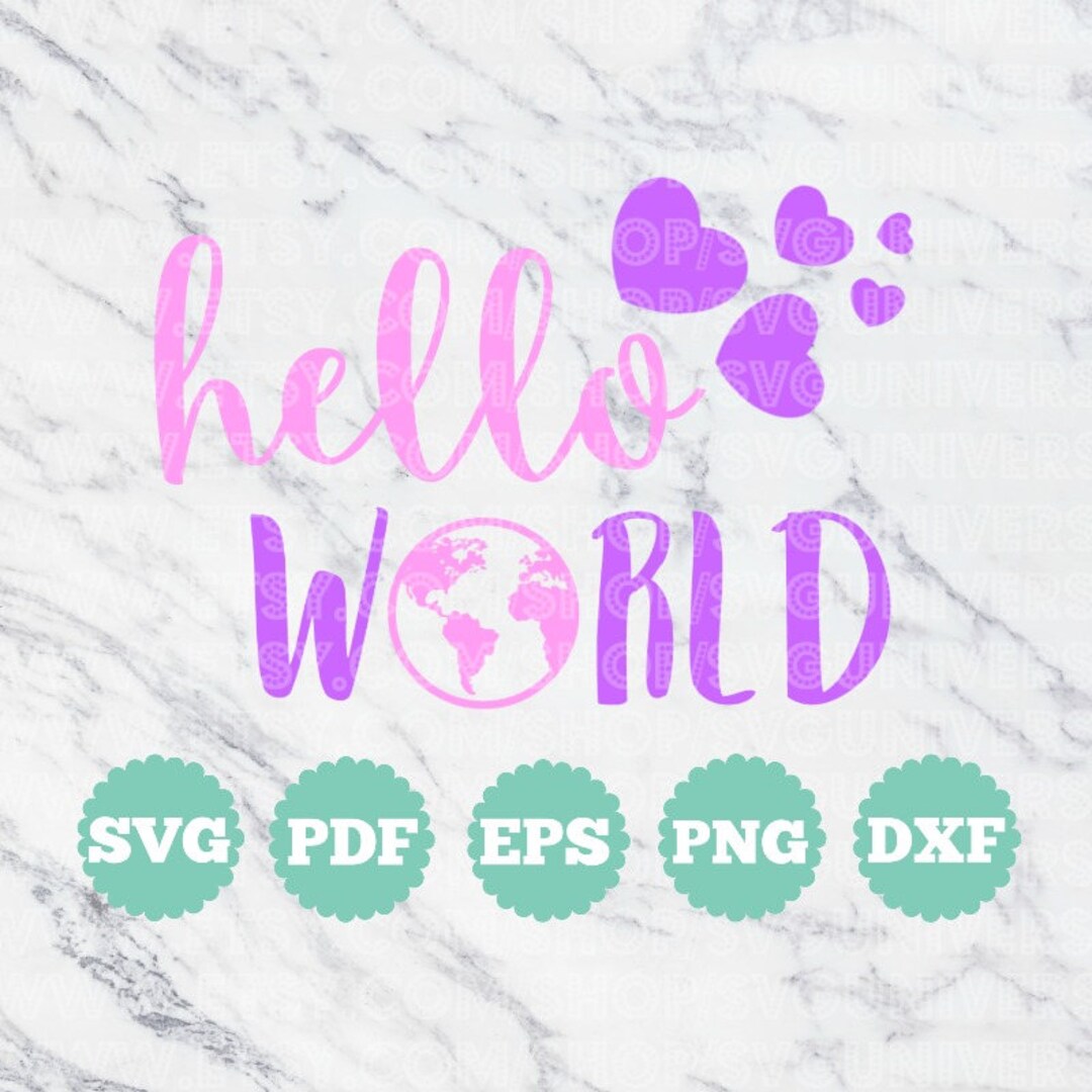 Hello WORLD SVG Cut Files - Dxf - Eps - SVG - Pdf - Etsy