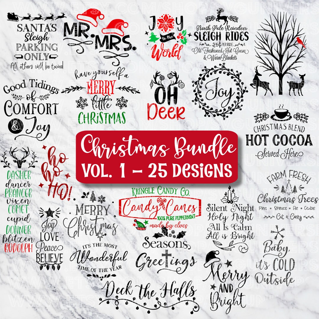 Christmas/farmhouse Bundle (25 Designs) | Holiday SVG Vinyl Cutting ...