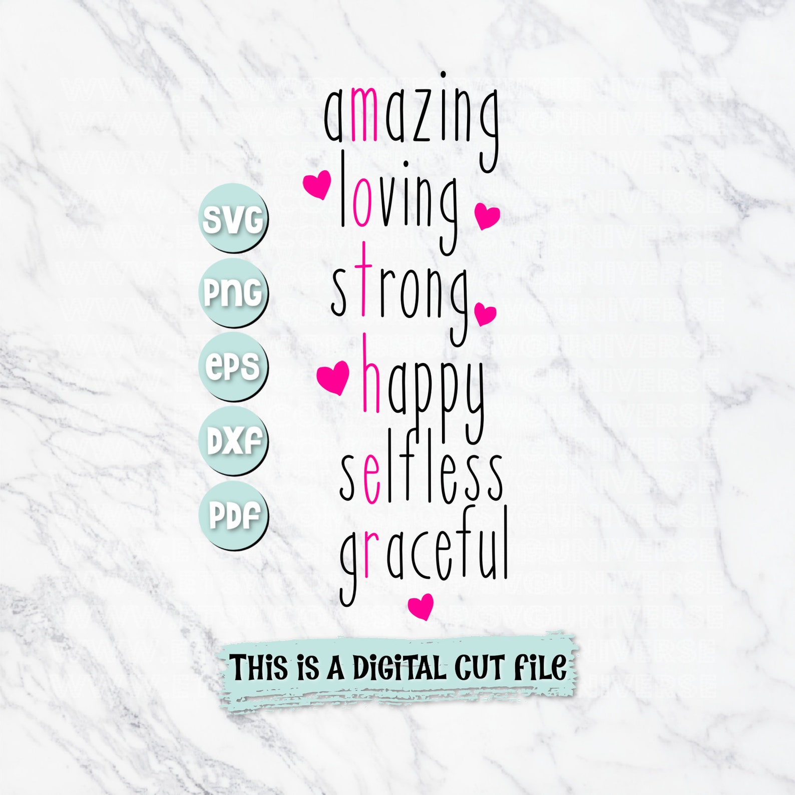 Amazing, Loving, Strong, Happy, Selfless, Graceful | SVG Vinyl Cutting ...