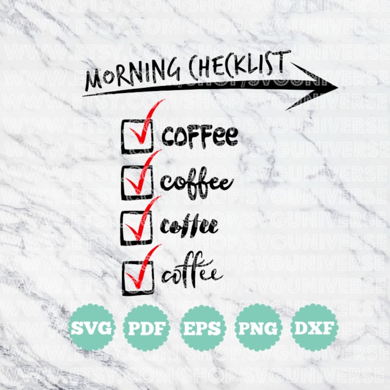 Morning Checklist (coffee, Coffee, Coffee) SVG Cut Files - Dxf - Eps ...
